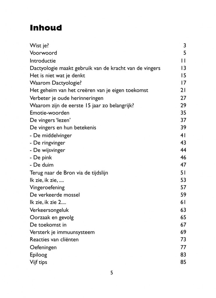 Inhoud Boek Dactyologie - Haal meer uit je leven